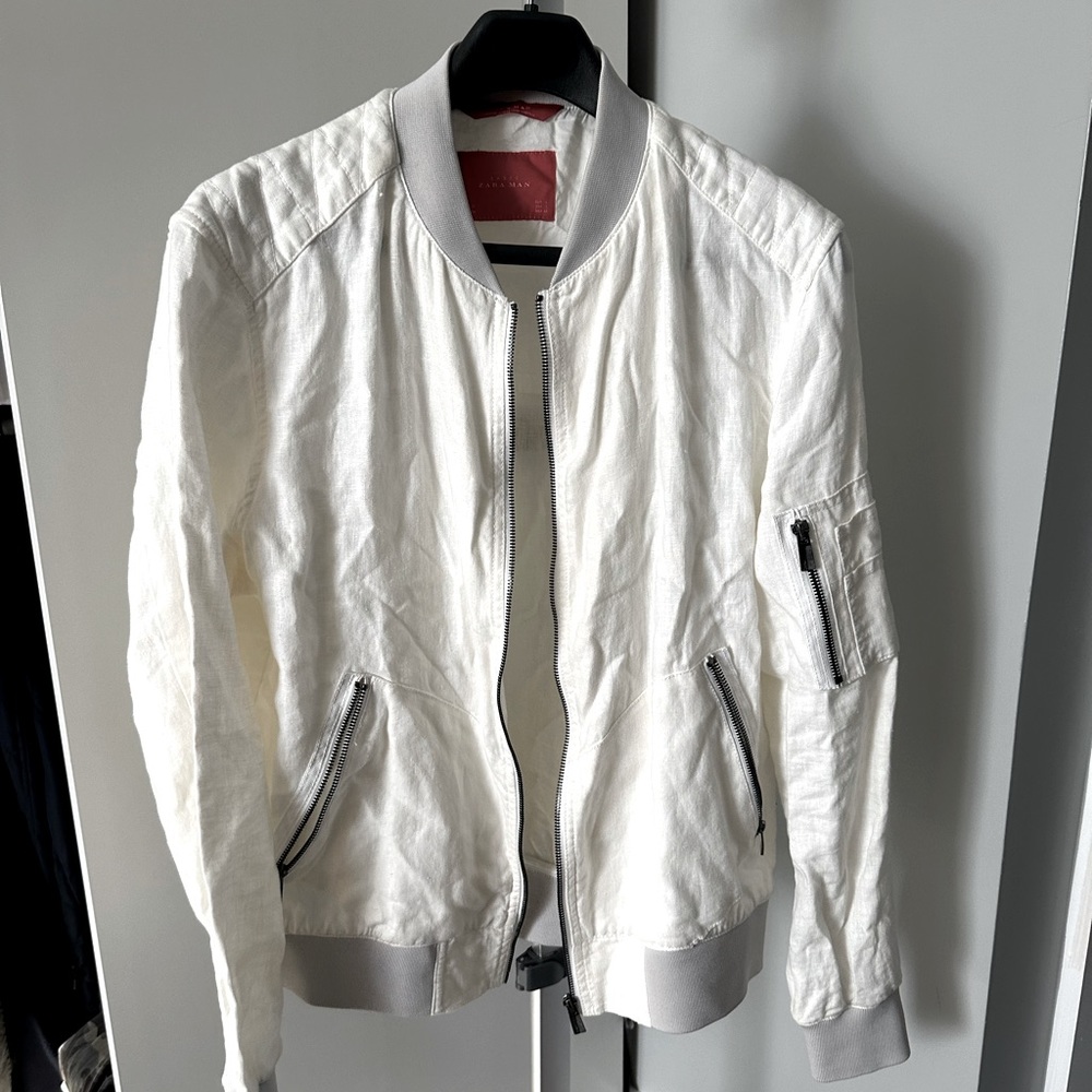 Zara Man Bomber Linen Light Jacket - Gem